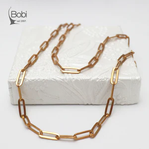 Srebrna ogrlica "paperclip necklace" sa rozegold pozlatom ls090