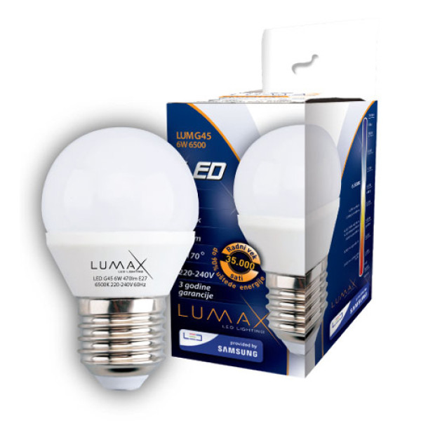 Led sijalica LUMAX E-27 6W 6500K G45