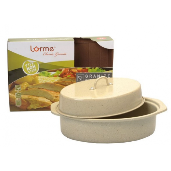 LORME Basic pekač oval granit + poklopac 34x24x14 cm