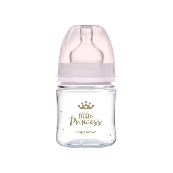 CANPOL Flašica za bebe sa širokim vratom 120 ml, pp - 35/233 "Mala princeza -pink"