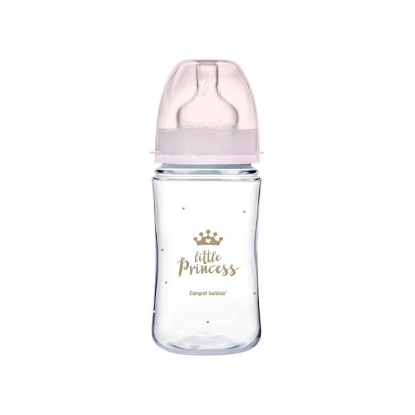 CANPOL Flašica za bebe sa širokim vratom 240 ml, pp - 35/234 "Mala princeza -Pink"