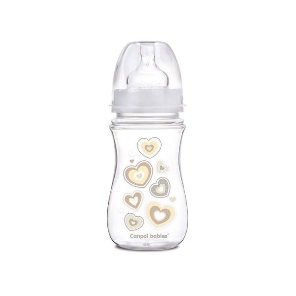 CANPOL Flašica za bebe sa širokim vratom 240 ml, Anticolic 35/217 "Easystart" - "Newborn Baby" bež
