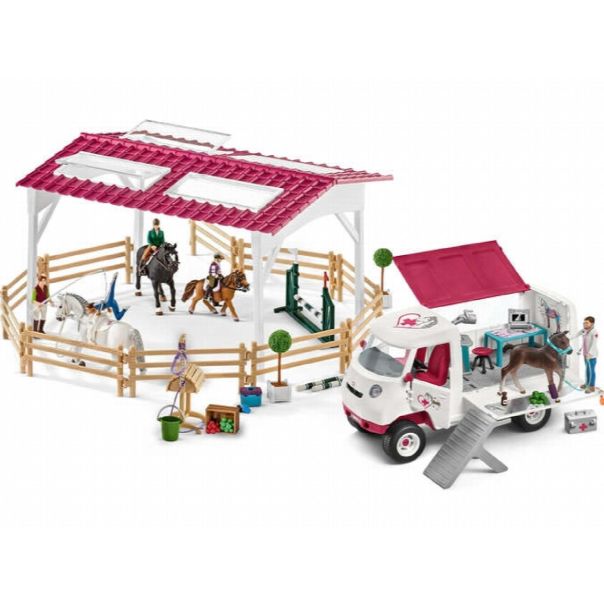 SCHLEICH Set arena za jahanje i mobilna veterinarska stanica