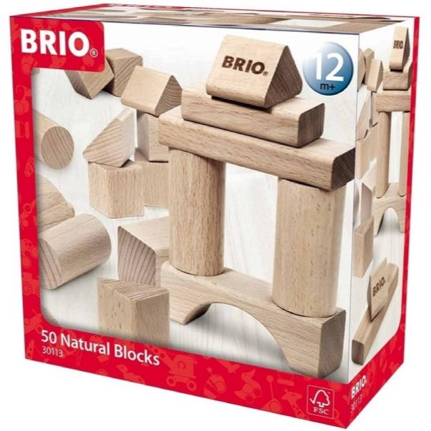 BRIO Set kocki, natural 50 komada