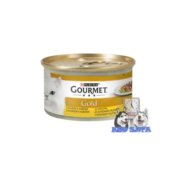 Gourmet Gold Konzerva Za Mačke Govedina i Piletina Komadići 85g