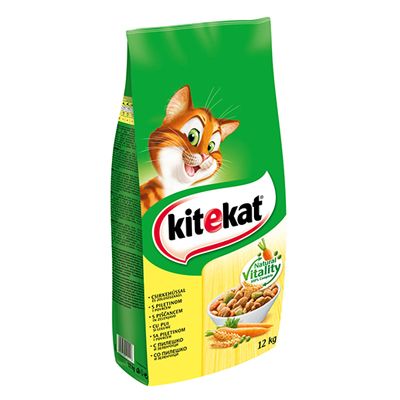 Kitekat – Suva kompletna hrana za odrasle mačke sa piletinom i povrćem. 12kg.