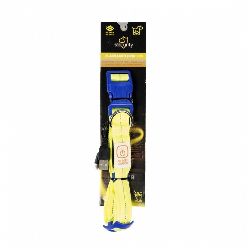 Duvo+ Ogrlica za pse Flash Light Usb Nylon 50-70cm/2.5cm Neon žuta