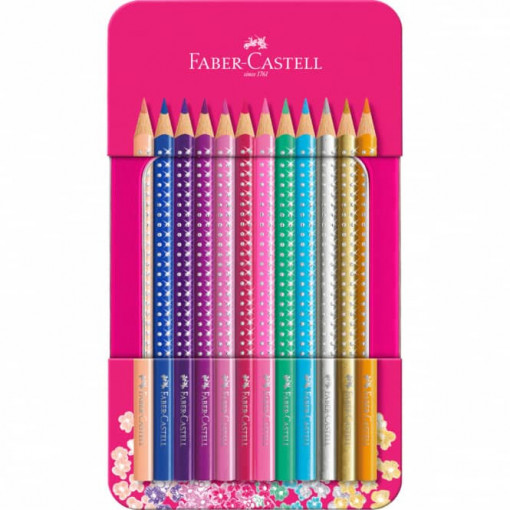 Faber Castell drvene bojice SPARKLE GRIP 1/12 metalna kutija