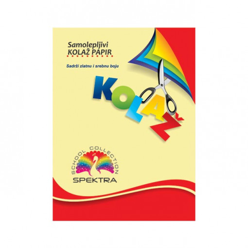 Kolaž papir B5 samolepivi 12 boja (zlatna i srebrna)