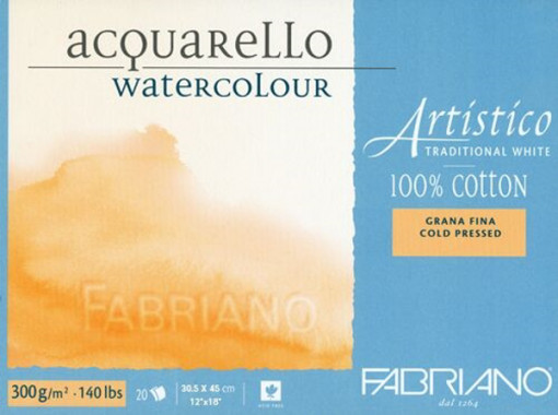 Blok Watercolour Artistico trad.N.30,5x45,5cm 20L 300g (cold pressed/gr.fina) Fabriano 19013045