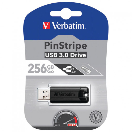 Memorija USB 3.0 256Gb PinStripe Verbatim 49320 crna blister