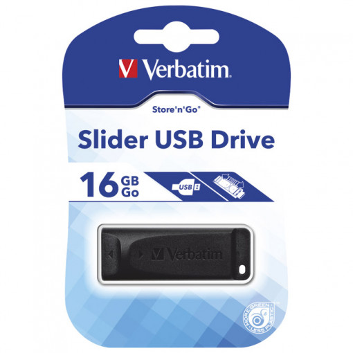 Memorija USB 16Gb Drive Slider Verbatim 98696 crna blister