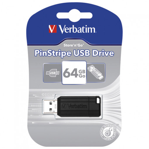 Memorija USB 64Gb PinStripe Verbatim 49065