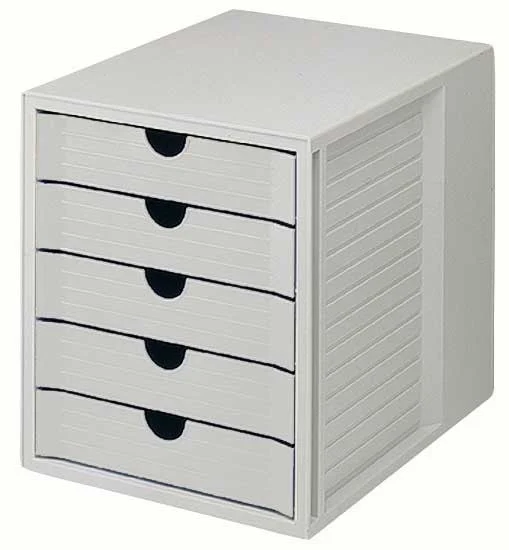 Police za dokumentaciju sa fiokama SYSTEM BOX 5 fioke SIVA