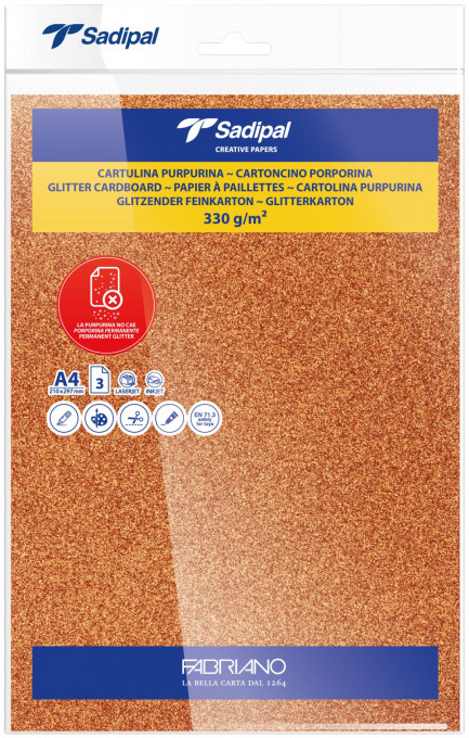 Papir glitter A4 330g pk3 Sadipal Fabriano S0020304 bronzani