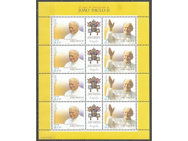 Angola,Papa Jovan Pavle II 2003.,tabačić,čisto