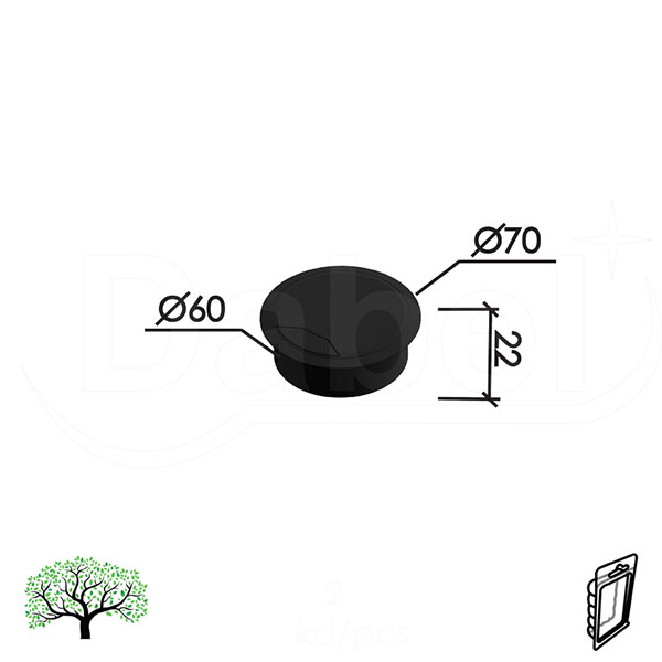 Rozeta za kablove MA04 Crna fi60/70/22mm