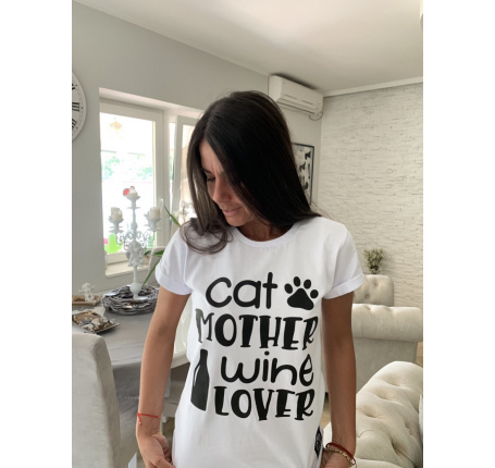 "Mila Njuška" ženska majica Cat mother wine lover