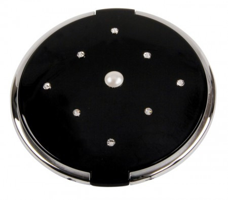 Ogledalce krug rasuti kristali crno x7 ( MC884SBLK )