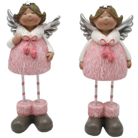 Novogodišnji anđeo u nežno rozoj haljinici 14cm ( 499283 )