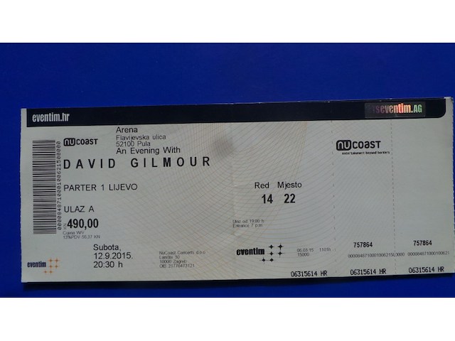 DAVID GILMOUR Pulska arena 2015.