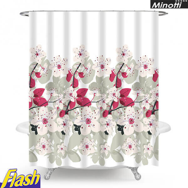 Zavesa za kupatilo cvetići crveni – Minotti – MZ24