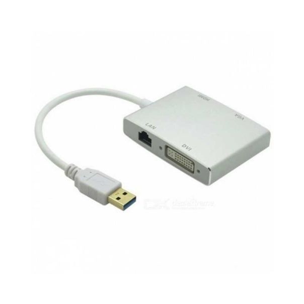 FAST ASIA Adapter-konvertor USB 3.0 na HDMI + VGA+DVI + RJ45