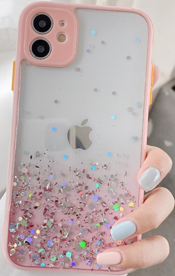 MCTK6-IPHONE 12 Pro Max Furtrola 3D Sparkling star silicone Pink