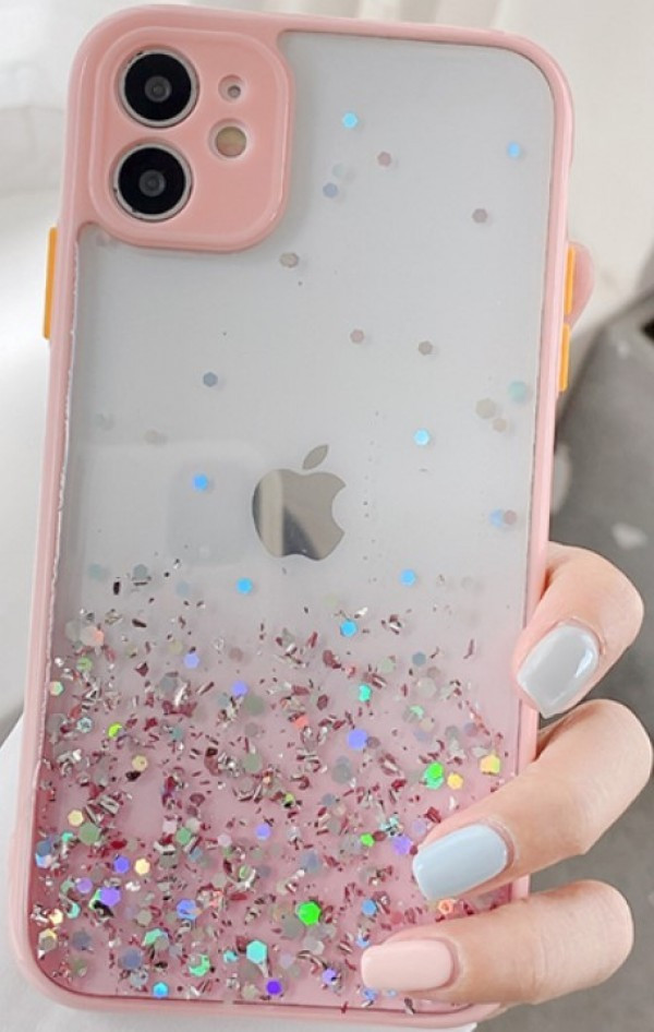 MCTK6-IPHONE 13 Mini Furtrola 3D Sparkling star silicone Pink