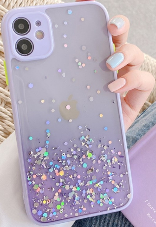 MCTK6-IPHONE X/XS Furtrola 3D Sparkling star silicone Purple