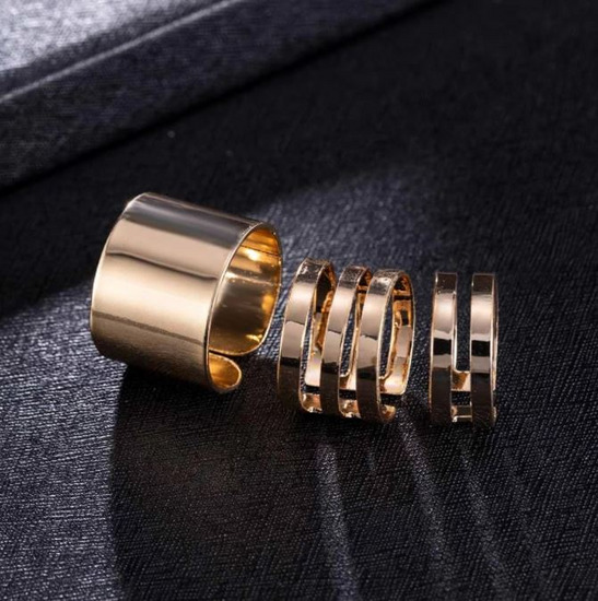 Unisex Trodelni set prstenja zlatne boje
