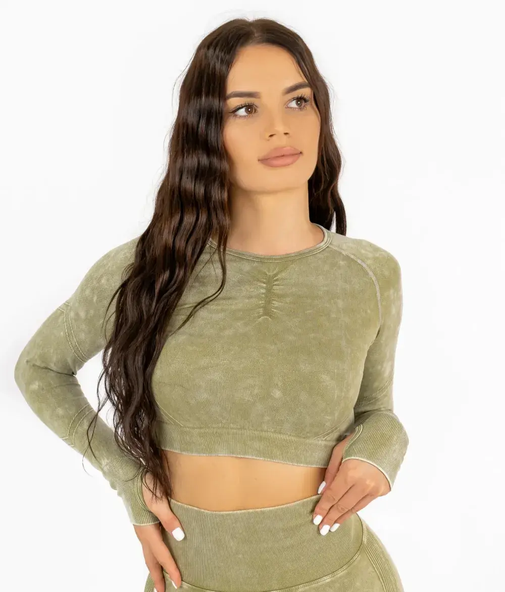 Perfect body navy green top na dug rukav