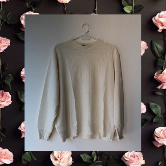 Vintage crop krem dzemper