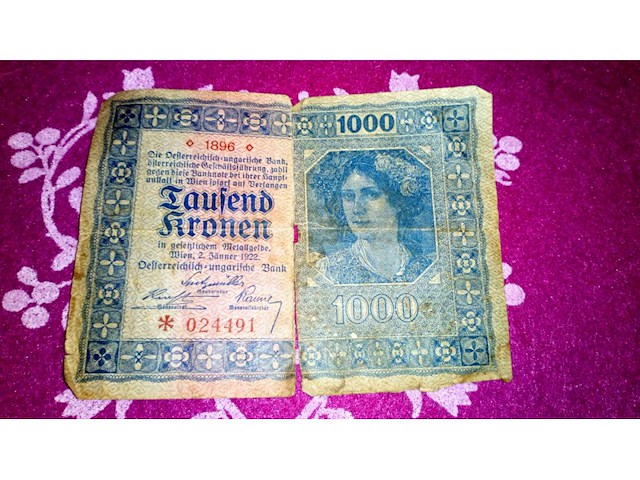 Banknote Austria 1000 Kronen 1922
