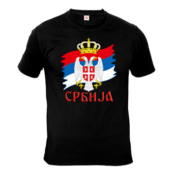 Crna majica "Grb Srbije na zastavi"