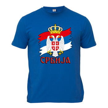 Plava majica "Grb Srbije na zastavi"