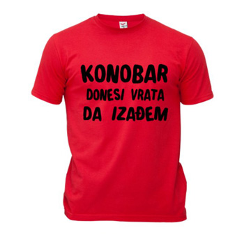 Majica "Konobar donesi vrata da izađem" - crvena