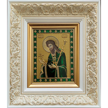 Pozlaćena ikona Sv. Jovana sa belim ramom