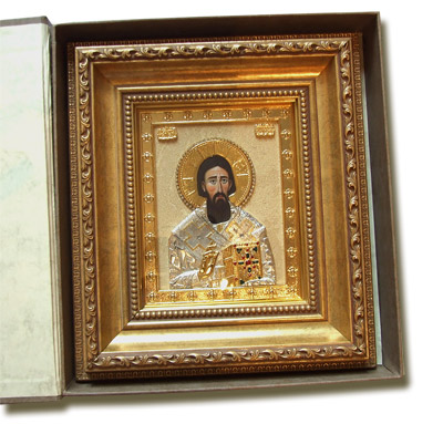 Pozlaćena ikona Sv. Save u kutiji - model 2