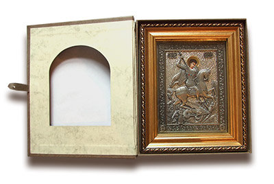 Pozlaćena ikona Sv. Đorđa kutiji