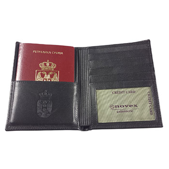 Kožni novčanik za pasoš, kartice i novac "Srbija"