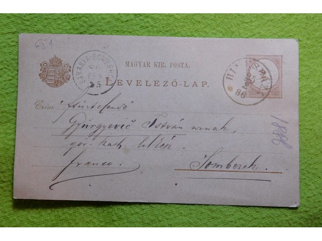 Dopisna karta - 1886 - putovala za Šomberek