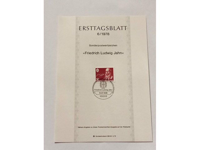 ETB Nemačka  - Friedrich Ludwig Jahn - 1978.g