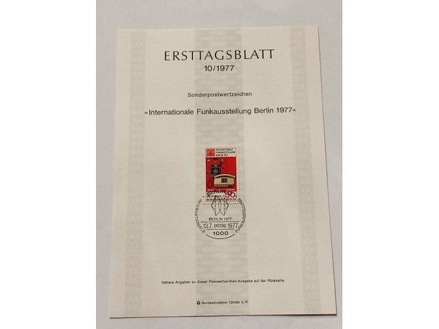 ETB Nemačka  - Funkausstellung Berlin 1977.g