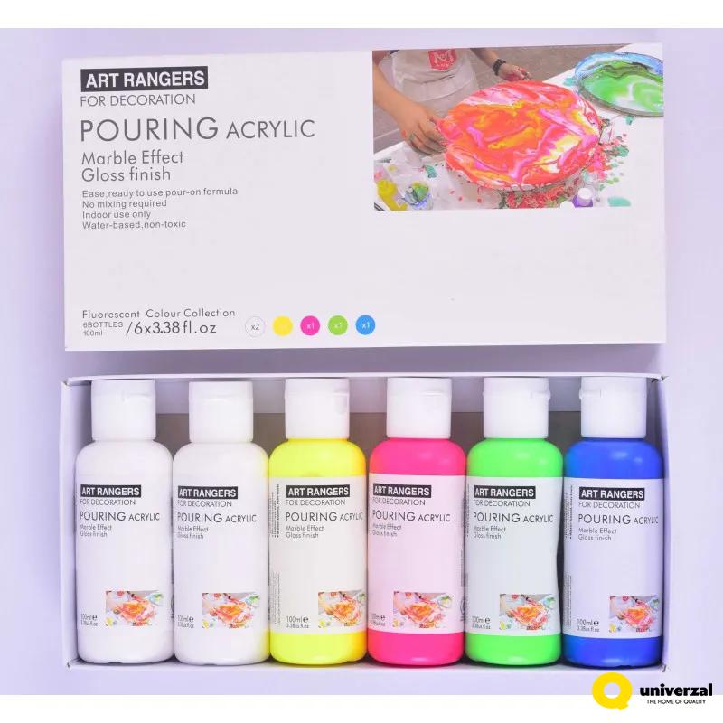 BOJA AKRILNA POURING 6/1 SET FLUO 6x100ml PMA06100F-1 ART RANGER