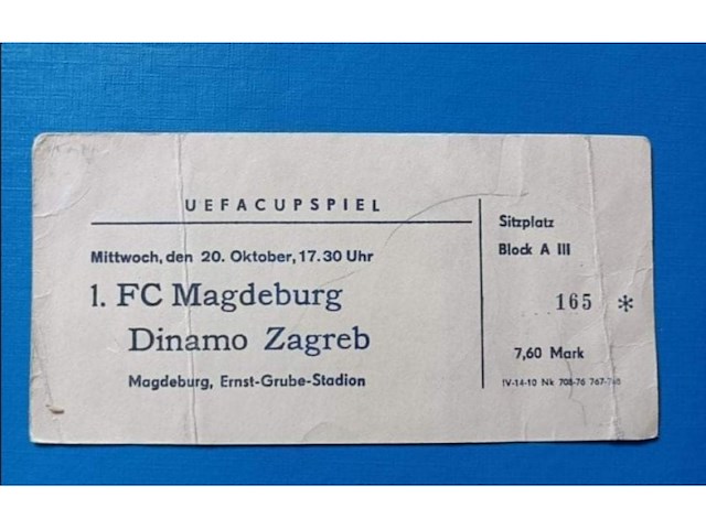 Magdeburg-Dinamo Zagreb 20.10.1976