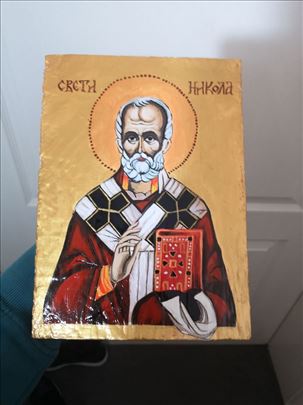 Ikona Sveti Nikola ručno oslikana na dasci