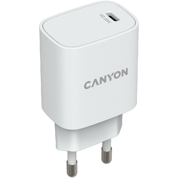 Canyon, PD 20W Input: 100V-240V, Output: 1 port charge: USB-C:PD 20W (5V3A9V2.22A12V1.67A) , Eu plug, Over- Voltage , over-heated, over-cu