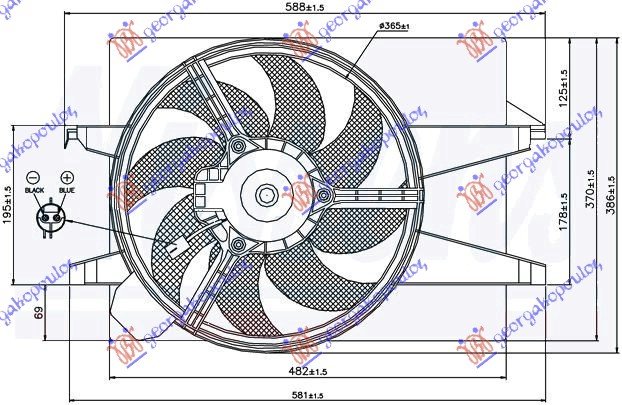 VENTILATOR KOMPLET (BENZIN-DIZEL) +A/C