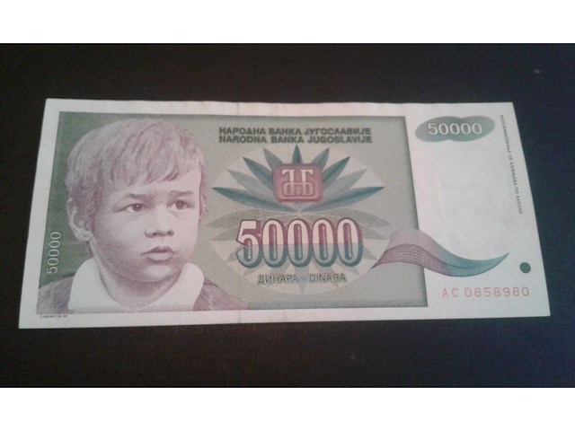 50.000 DINARA iz 1992. god. UNC